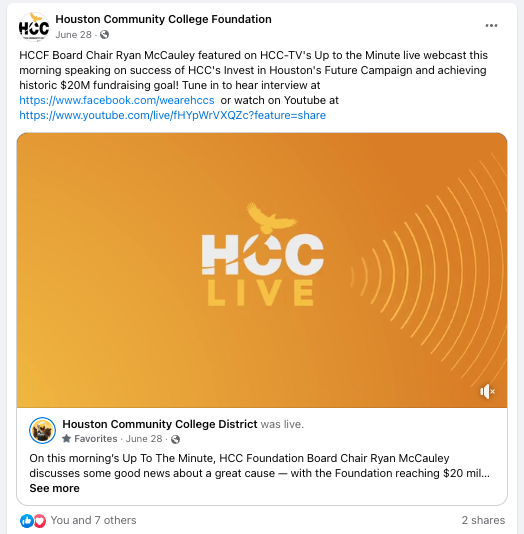 HCCF Social Media - Houston Community College Foundation